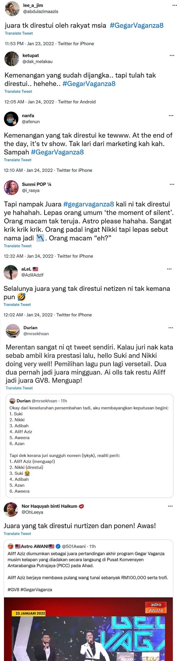 Netizen Tak Restu Aliff Aziz Jadi Juara GV8