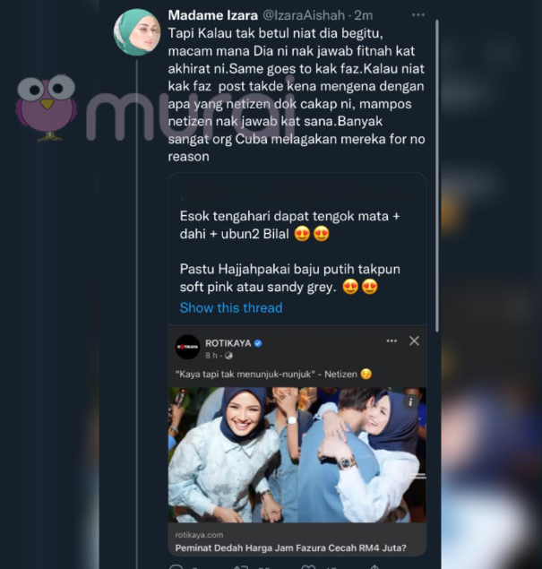 Izara Aishah Tegur Netizen Lagakan Neelofa & Fazura