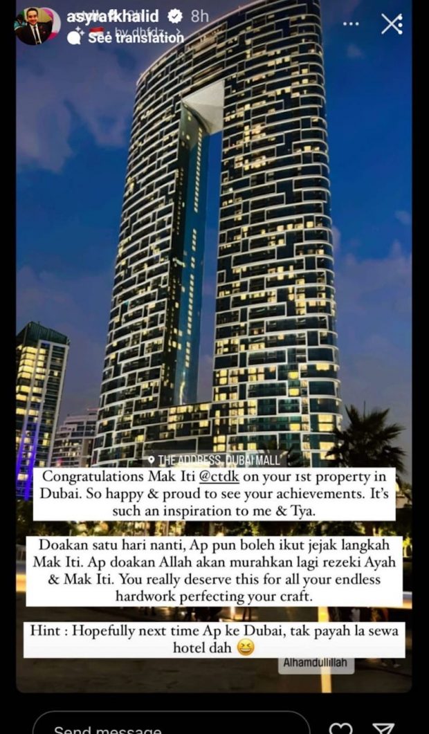 Siti Nurhaliza Beli Rumah Pertama Di Dubai, Asyraf Khalid Luah Rasa Bangga