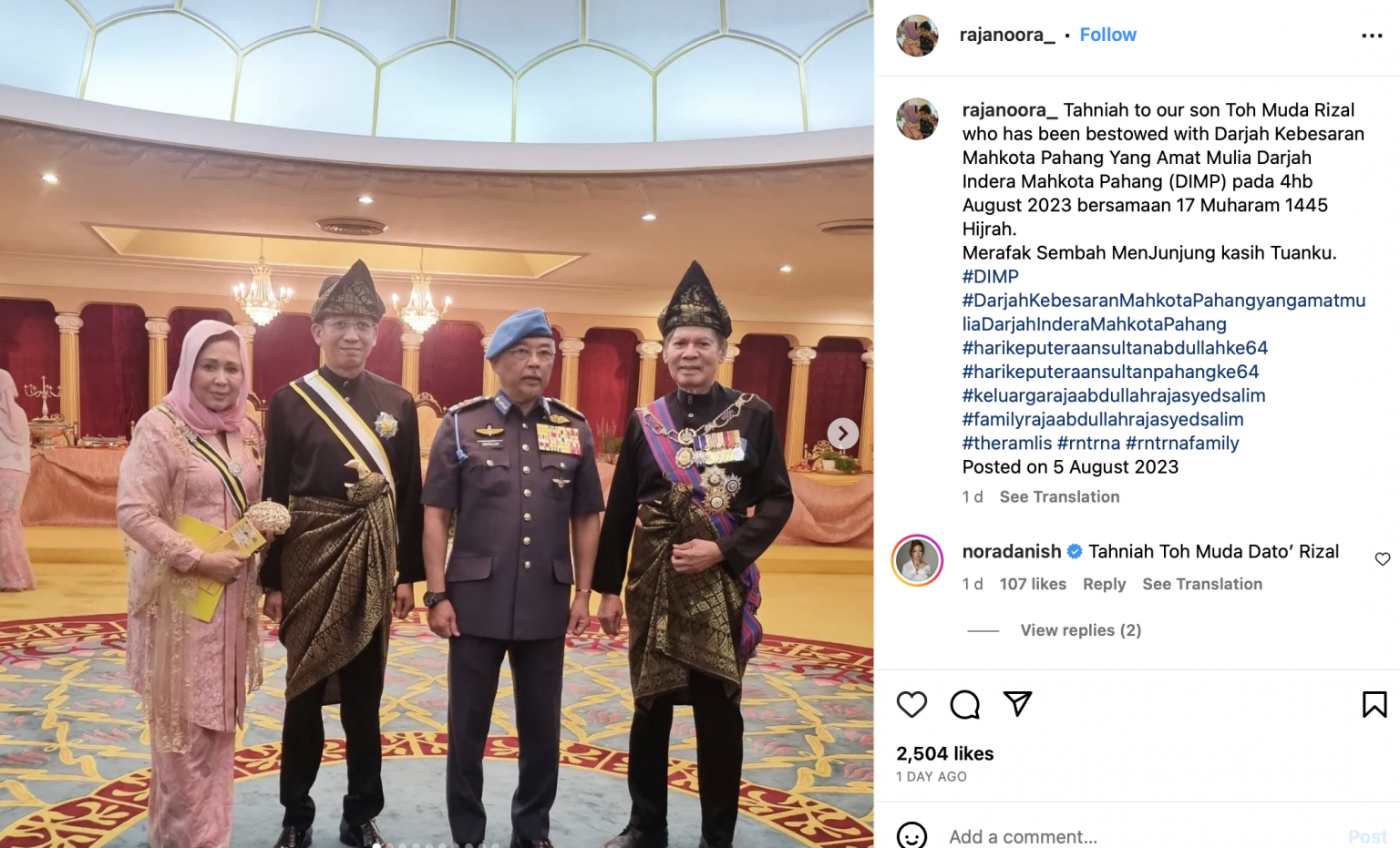 Jejai Dapat Gelaran Datuk, Nora Danish Ucap Tahniah
