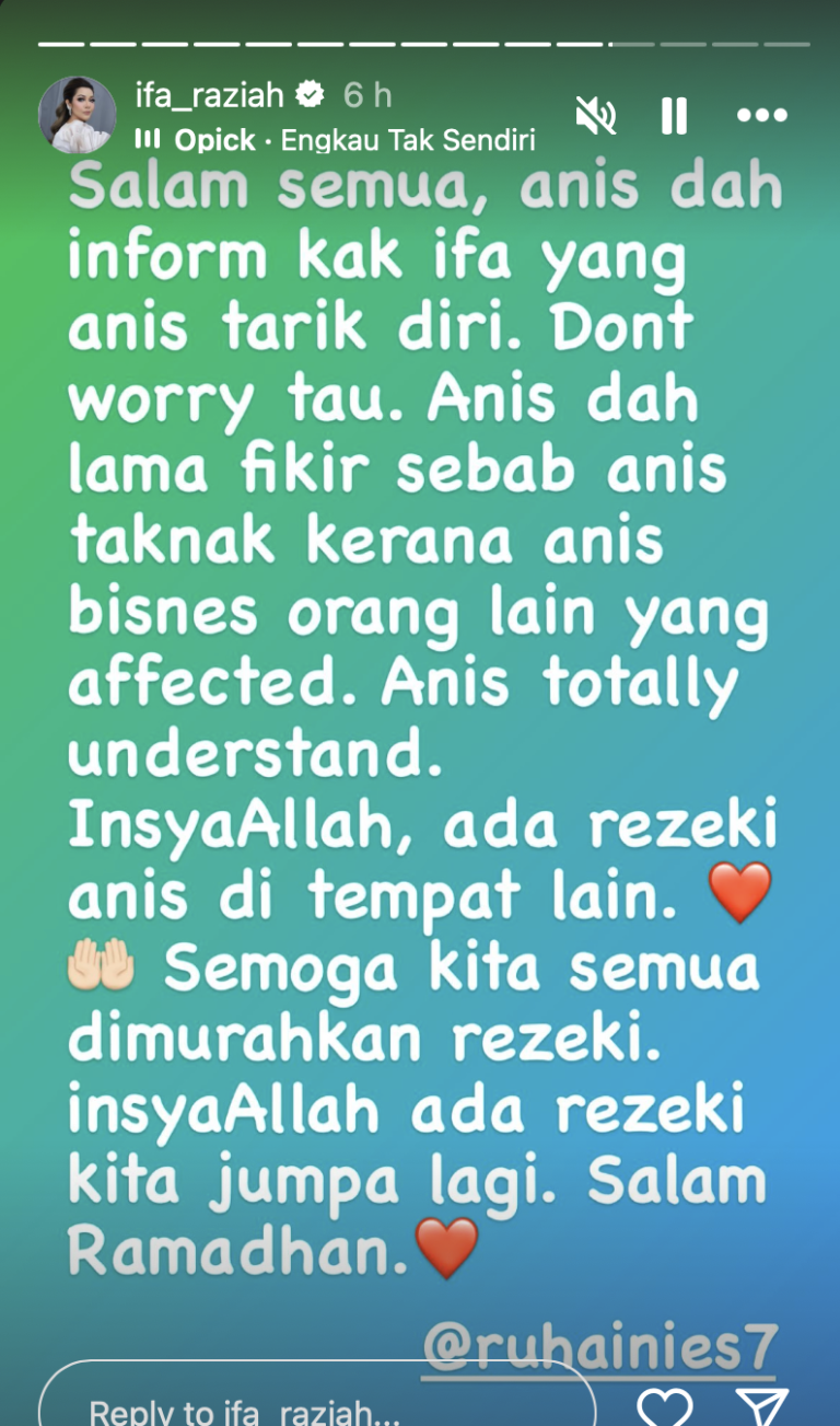 Ruhainies Tarik Diri Sertai Festival Jualan Raya - Ifa Raziah Ruhainies Tarik Diri Sertai Festival Jualan Raya - Ifa Raziah