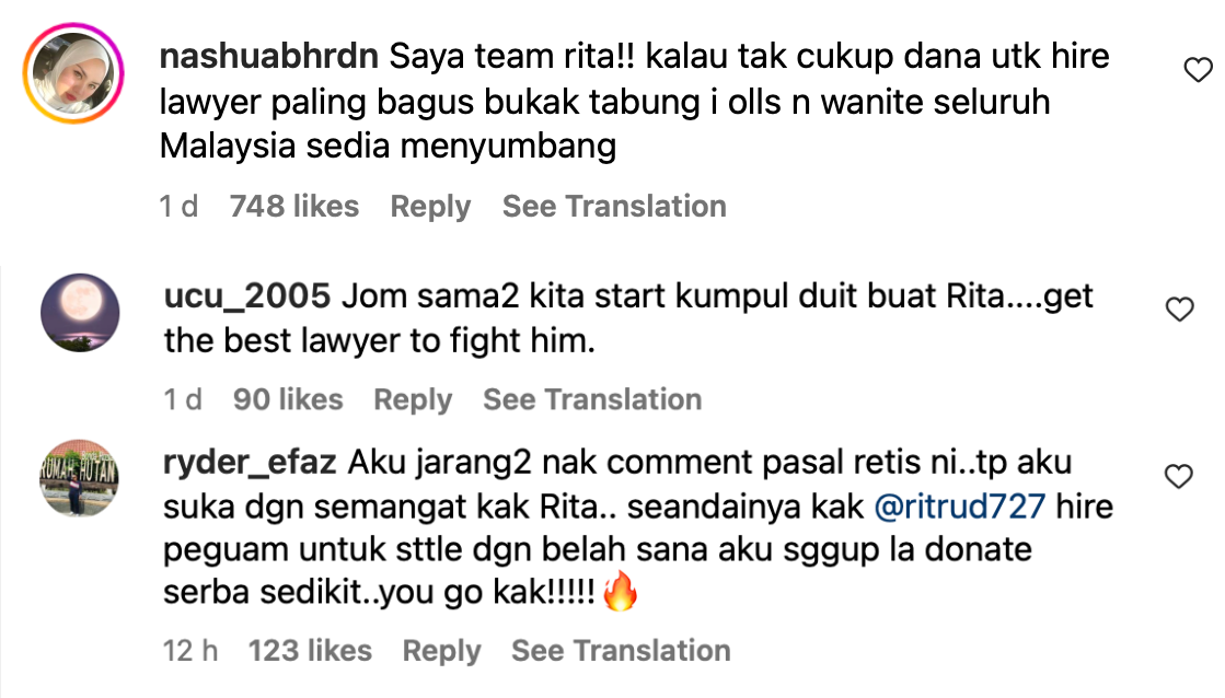 Sokong Rita Rudaini, Netizen Mahu Kumpul Duit Lantik Peguam