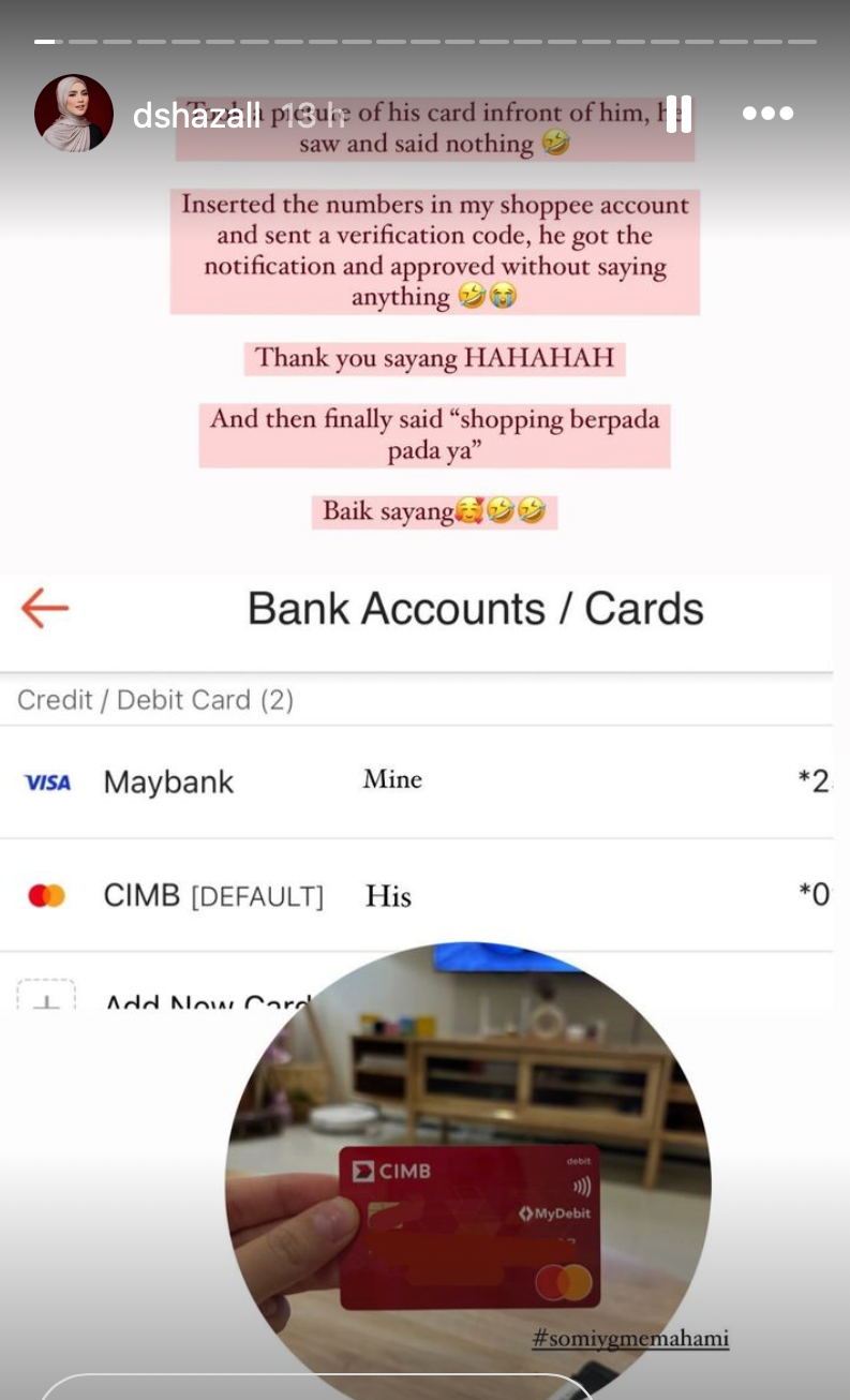 Dahlia Rizal Terharu Suami Bagi Pakai Kad Debit Untuk Shopping Dahlia Rizal Terharu Suami Bagi Pakai Kad Debit Untuk Shopping