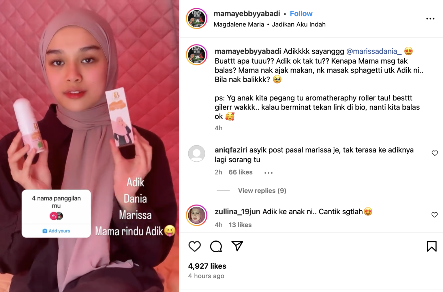 Abby Abadi Cari Marissa Di IG, Risau Mesej Tak Balas