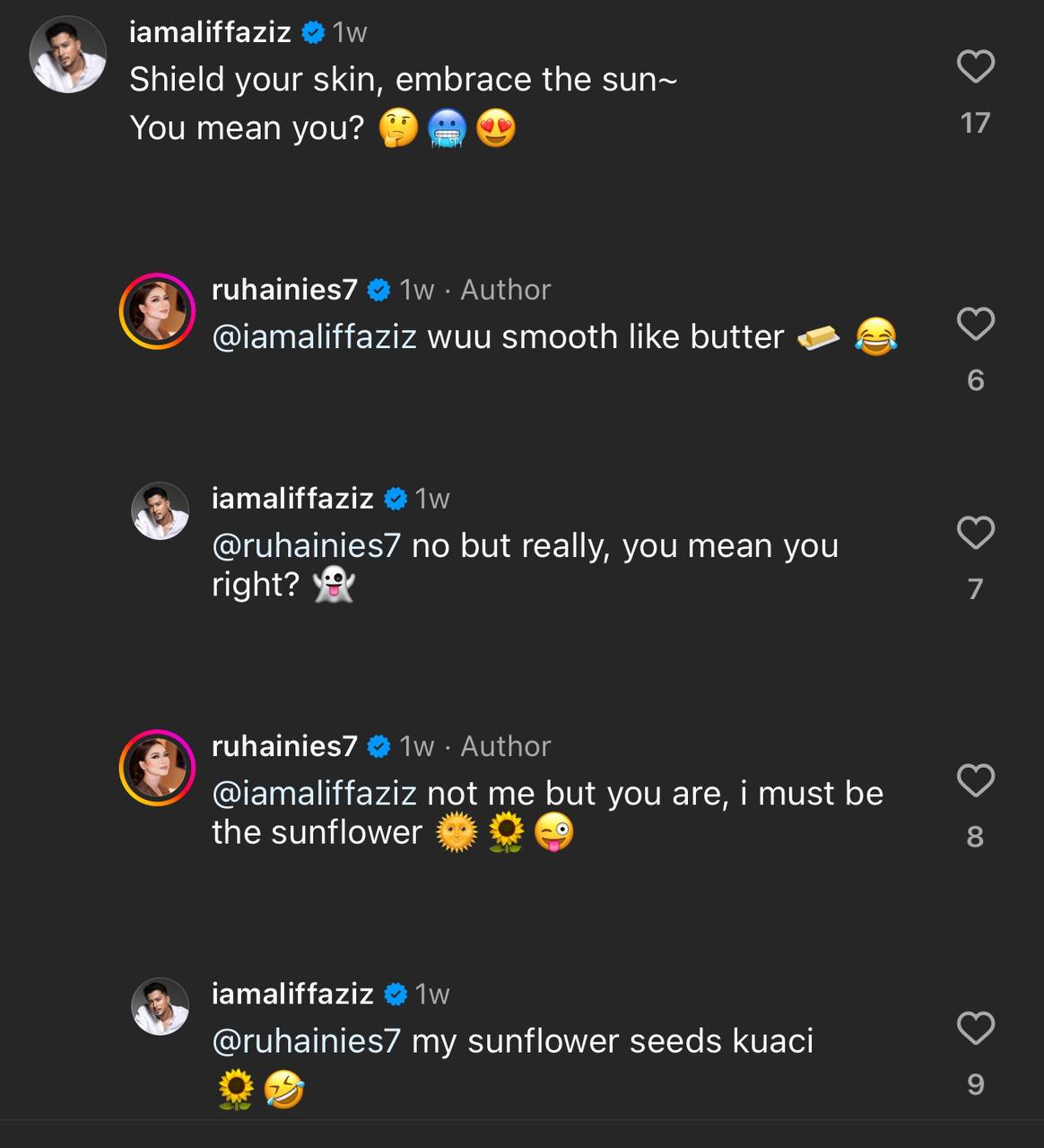 Aliff Aziz Puji Ruhainies Bersinar Bak Matahari