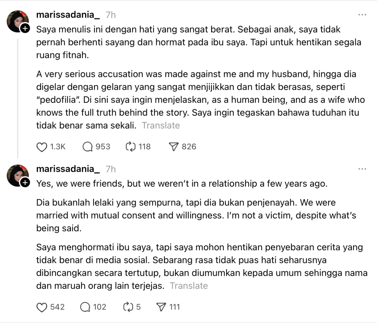 Marissa Dania Minta Ibu Henti Sebar Cerita Tak Benar