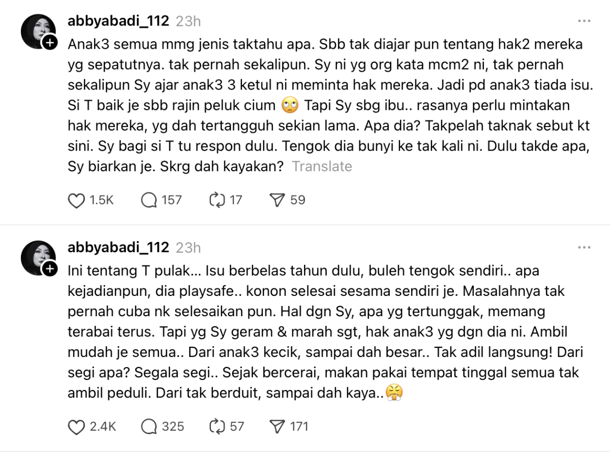 “Sejak Cerai, Makan Pakai Semua Tak Peduli” - Abby Kesal Norman Hakim ‘Lepas Tangan’ Isu Anak
