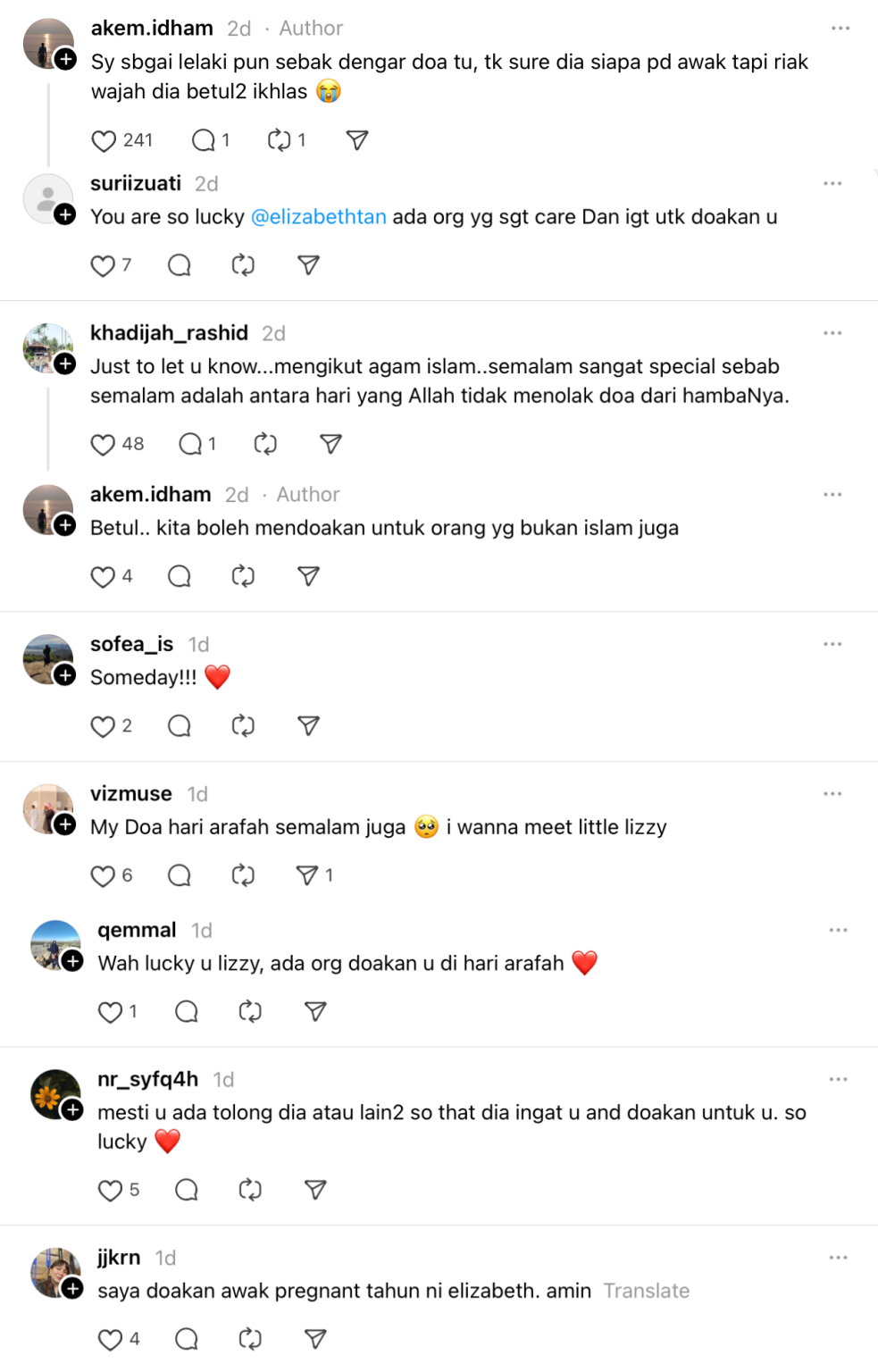 Elizabeth Tan Menangis Peminat Doa Dikurniakan Zuriat Pada Hari Arafah