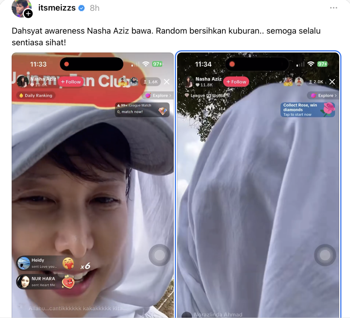 Nasha Aziz Buat ‘Live’ Sambil Bersihkan Kubur Jadi Perhatian