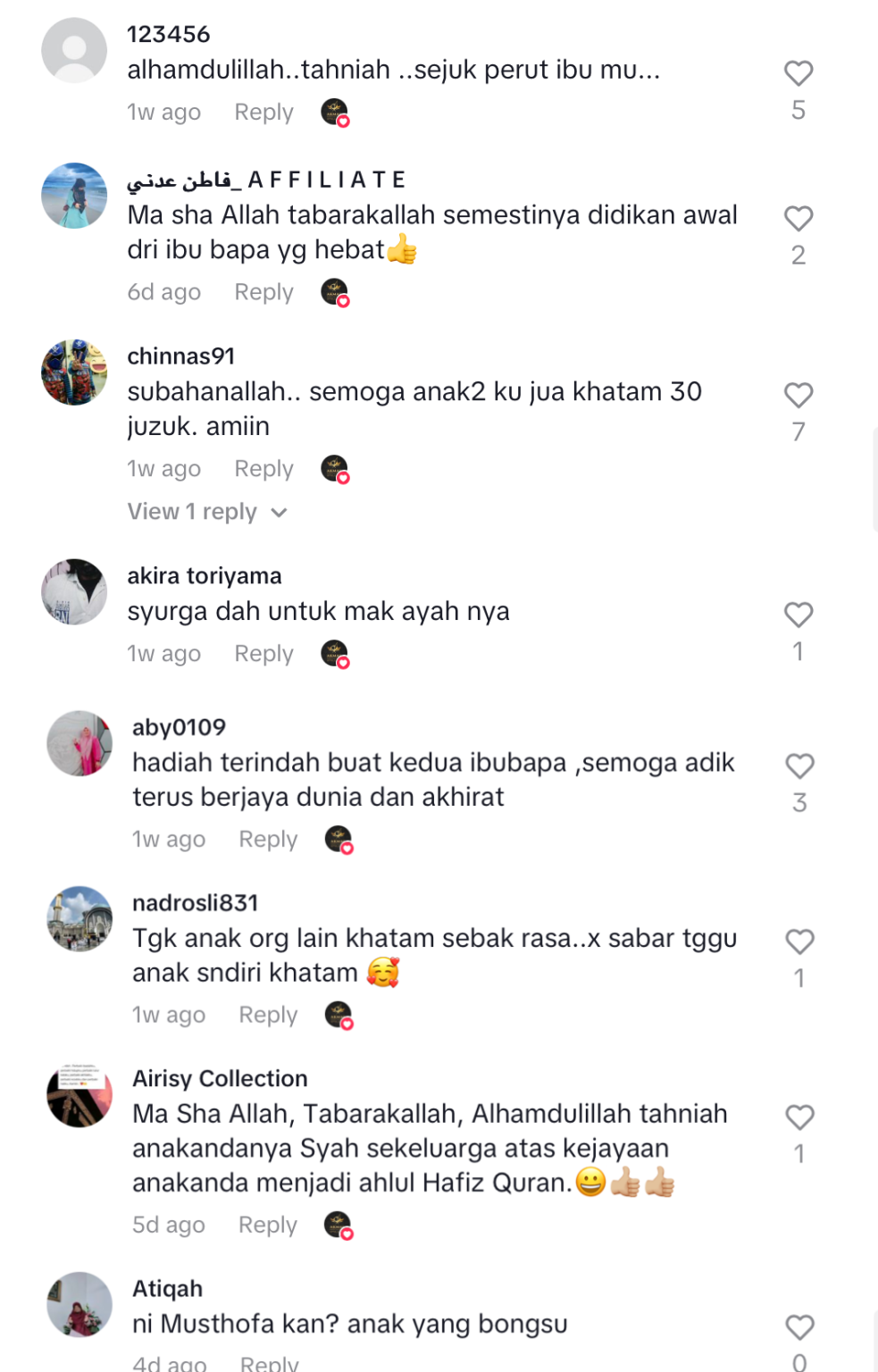 Anak Bongsu Syah Inteam Khatam 30 Juzuk Al-Quran 11 Bulan
