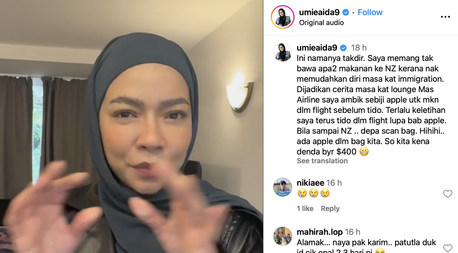Umie Aida Didenda RM1,000 Gara-Gara Sebiji Epal