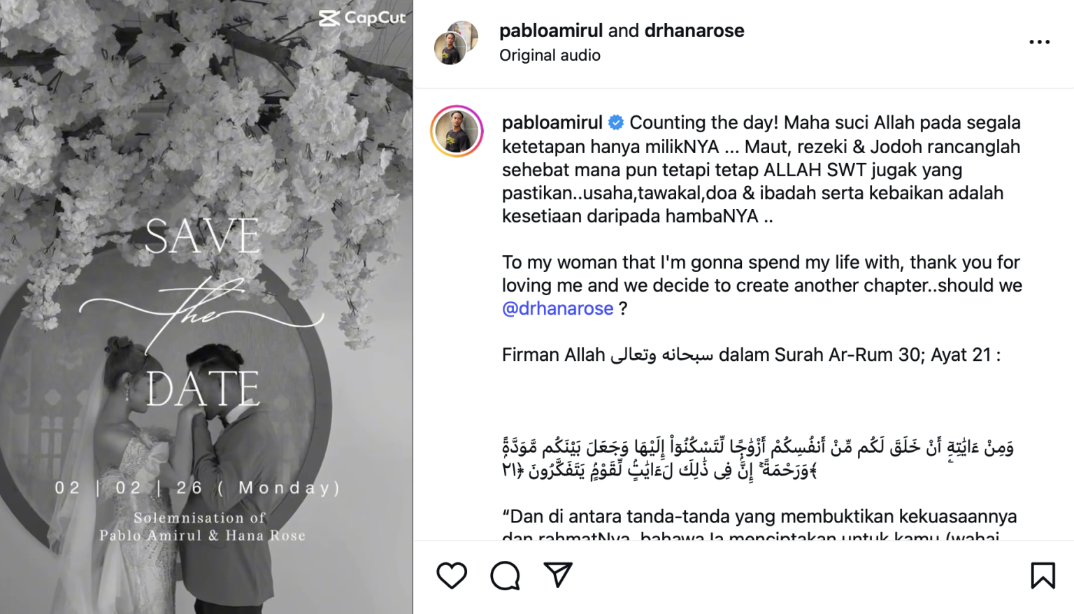 Pablo Amirul Bakal Nikah Dengan Dr Hana Februari Ini
